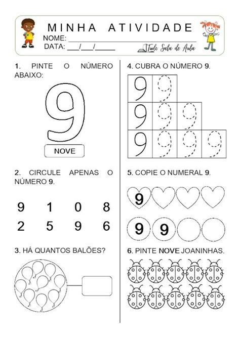 Atividade número 9 Atividades numerais Atividades Educação infantil