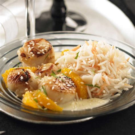 Recette noix de saint jacques à la clémentine et crémant d alsace