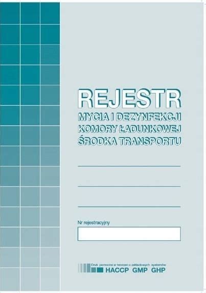 Rejestr mycia i dezynfekcji komory ładunkowej środka transportu Ceny