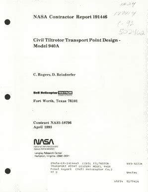 Fillable Online Ntrs Nasa NASA Contractor Report 191446 Civil Tiltrotor