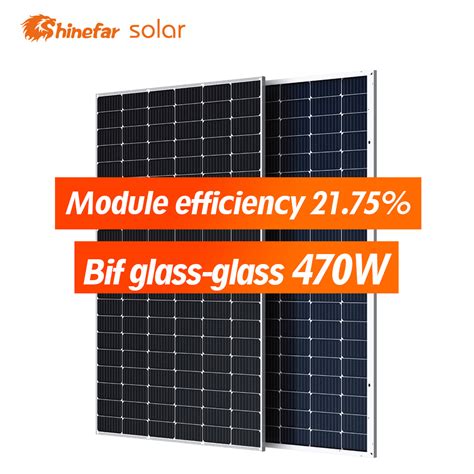 N Type 470W Bifacial Double Glass Solar Panels PV Module For Solar