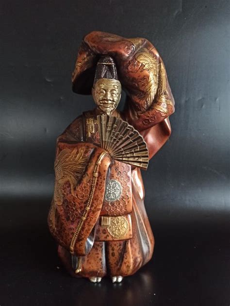 Okimono Bronze A Gorgeous Bronze Noh Actor Performing Catawiki