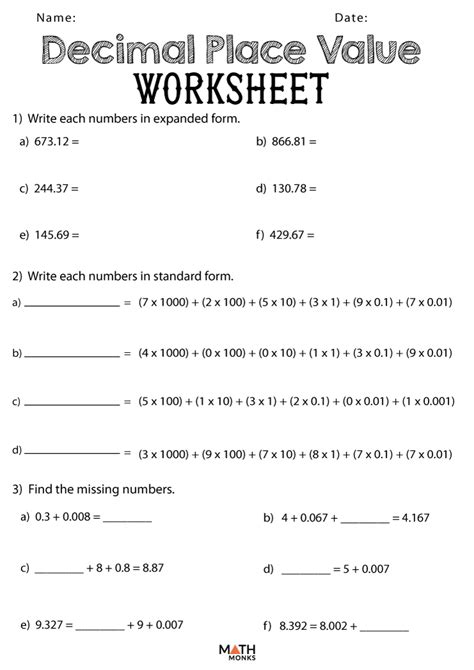 Decimal Place Value Worksheets Grade 6 Place Value Worksheet Build A