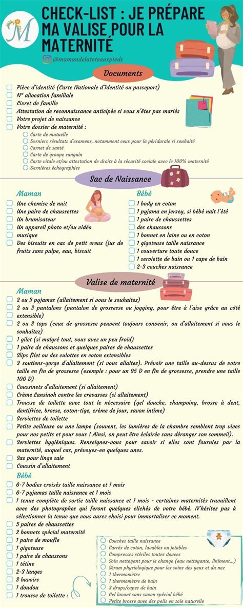 Check list Je prépare ma valise pour la maternité fiche imprimable