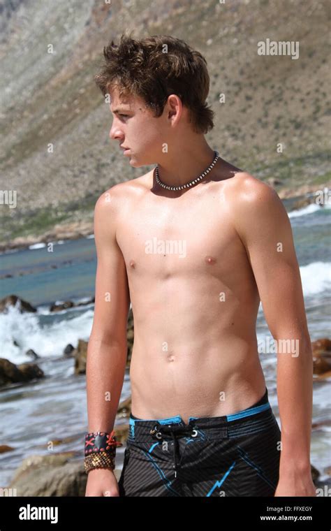 Boy Model On Beach Stock Photo Alamy