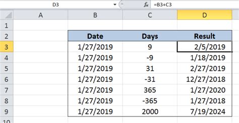 how to plus minus date in excel