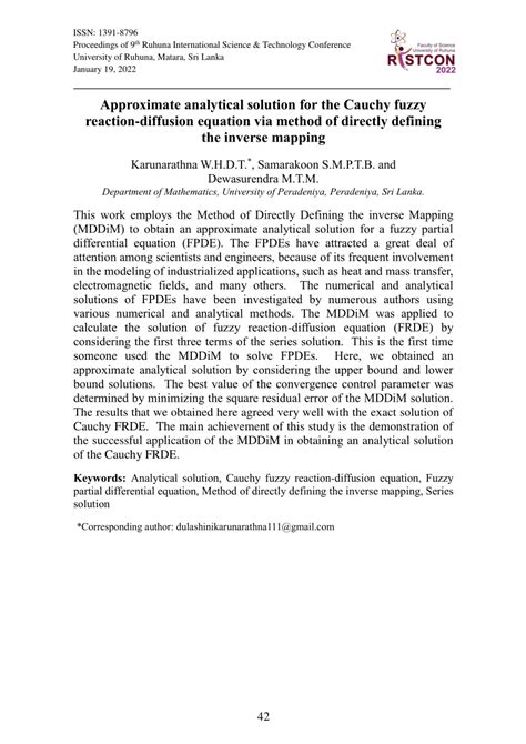 pdf approximate analytical solution for the cauchy fuzzy reaction diffusion equation via