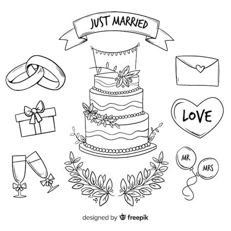 Coleção de elementos de casamento Vetor Premium