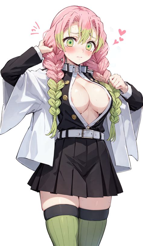 Rule 34 1girls Ai Generated Big Breasts Blush Breasts Demon Slayer Female Female Only Green