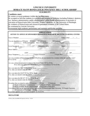 Fillable Online Lincoln Application Lincoln University Lincoln Fax
