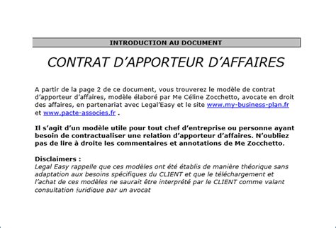 Modele De Contrat Apporteur D Affaire Gratuit