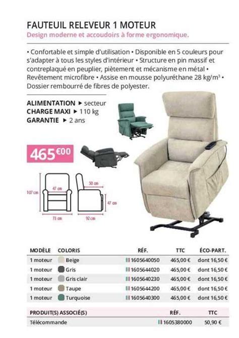 Promo Fauteuil Releveur 1 Moteur chez Distri Club Médical iCatalogue fr