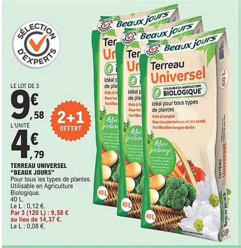 Promo Terreau Universel Beaux Jours Chez E Leclerc ICatalogue Fr