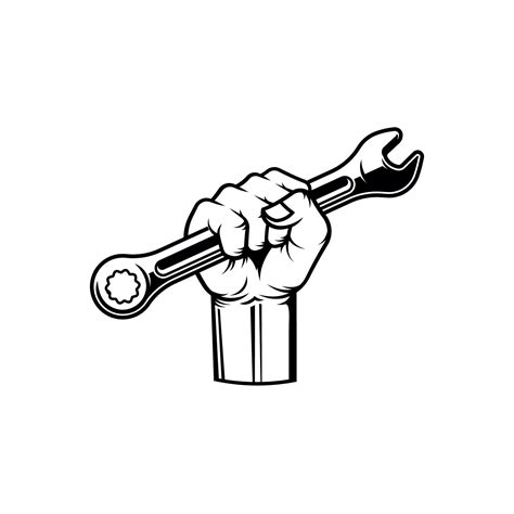 Hand Holding Wrench Vector Isolated On White Background 26140895