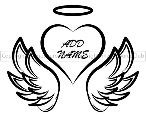Memorial SVG PNG Angel Wings With Heart Frame And Halo Etsy