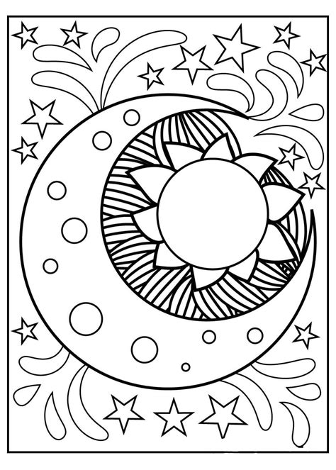Sol Y Luna Es Para Adultos Para Colorear Imprimir E Dibujar