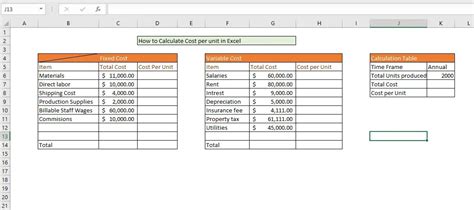 how to calculate cost per unit in excel excel wizard