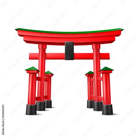 Vector Japanese Torii Gate Wooden Red Entrance Stock Vector Adobe Stock