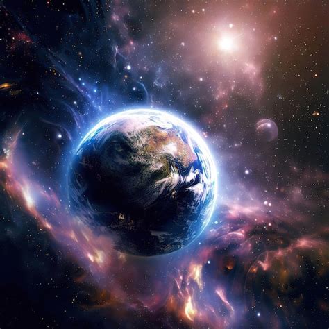 Planète terre globe galaxie dans l espace scifi paysage avec planète