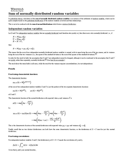 sum of normally distributed random variables pdf