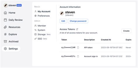 Access Tokens Memos