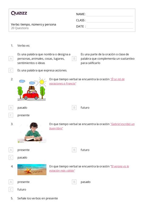 50 Verbos En Tiempo Futuro Hojas De Trabajo Para Grado 1 En Quizizz