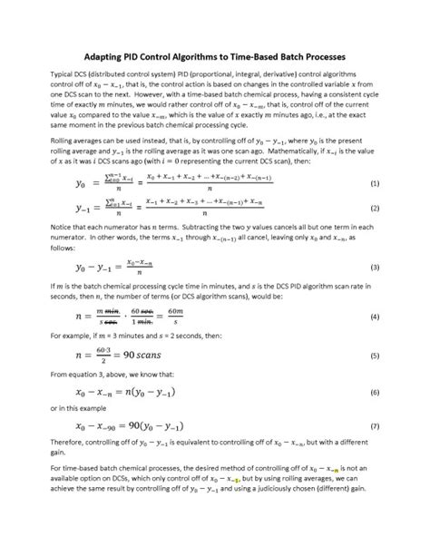 adapting pid control algorithms to time based batch processes