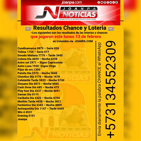 Resultados de las loterías y chances que jugaron este lunes 13 de
