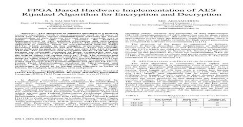 fpga based hardware implementation of aes rijndael krest academic