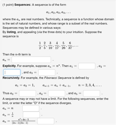 solved 1 point sequences a sequence is of the form a1
