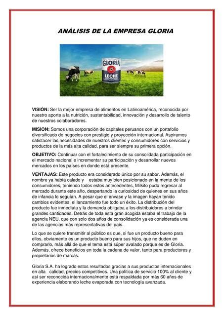 Análisis de la empresa Gloria Andrea Tineo uDocz