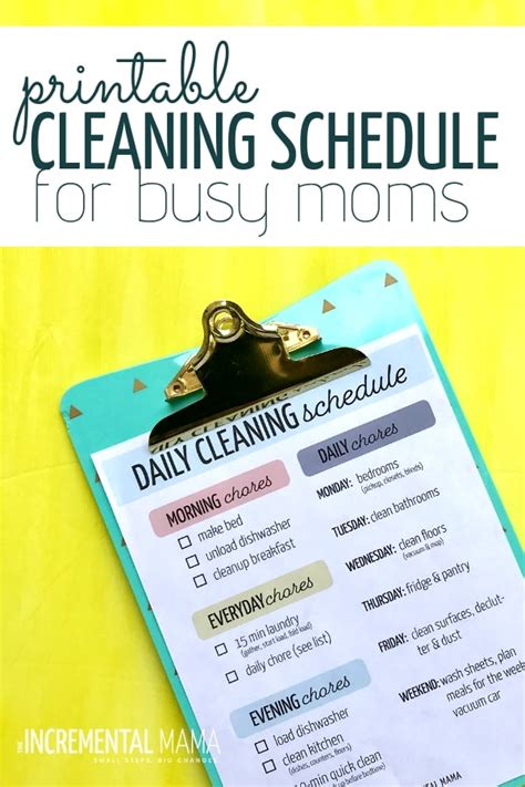 Printable Cleaning Schedule For Working Moms Printable Word Searches