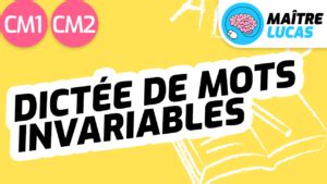 Dictée de mots invariables pour élèves de CM1 CM2 Maître Lucas