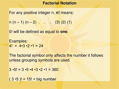 ppt factorial notation for any positive integer n n means powerpoint presentation id 6794829