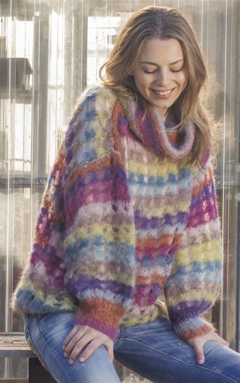 Strickanleitung Bunter Pullover Im Lochmuster Aus Mohair Bunte