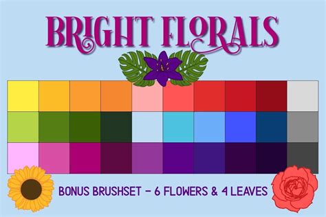 Bright Florals Procreate Swatches Graphic By Paper Alaskan Creative