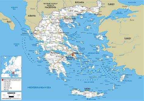 Large Size Road Map Of Greece Worldometer