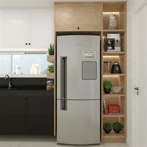 Cozinha armário em torre nichos iluminados horta geladeira homify