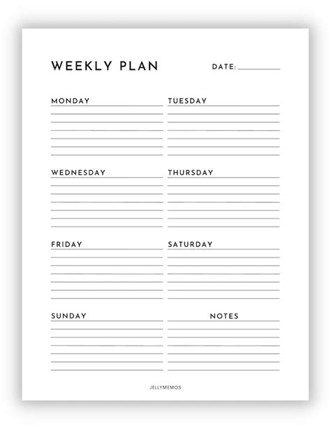 Printable Weekly Planner For Ultimate Productivity JellyMemos