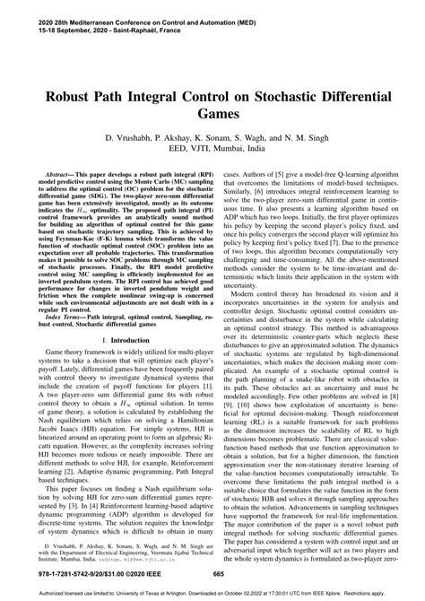 pdf robust path integral control on stochastic differential games