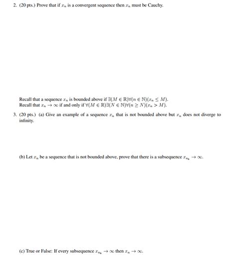 solved 2 20 pts prove that if is acoergent sequence then