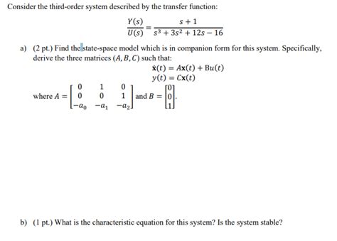 Solved Consider The Third Order System Described By The Chegg