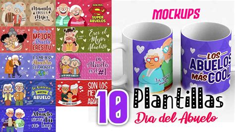 10 Plantillas Para Sublimar Dia Del Abuelo Mockups