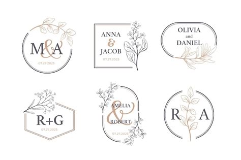 Free Vector Hand Drawn Wedding Monogram Logo Pack