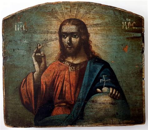 Ikona Jezus Chrystus Zbawiciel Świata XIXw 0109 10673558093