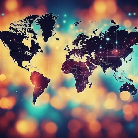Premium AI Image Abstract Digital World Map With Vibrant Colors