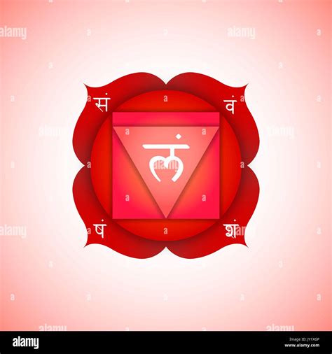 Vector First Root Chakra Muladhara With Hinduism Sanskrit Seed Mantra