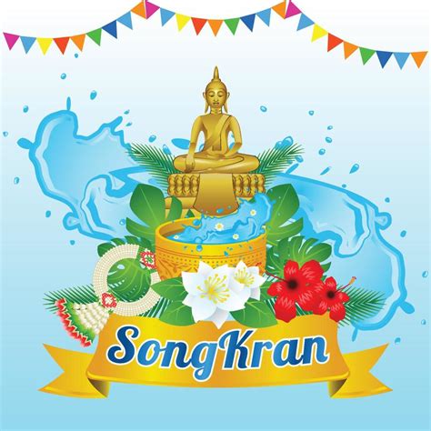 Idea Art Decorative Of Song Kran Day Famous Festival Of Thailand Loas