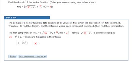 solved find the domain of the vector function enter your