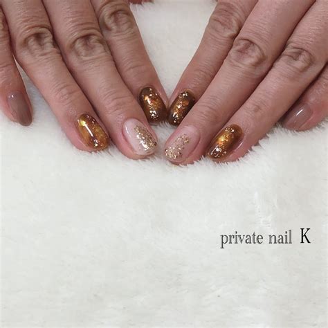 秋 冬 ハンド ワンカラー べっ甲 nailkのネイルデザイン No 8395989 ネイルブック
